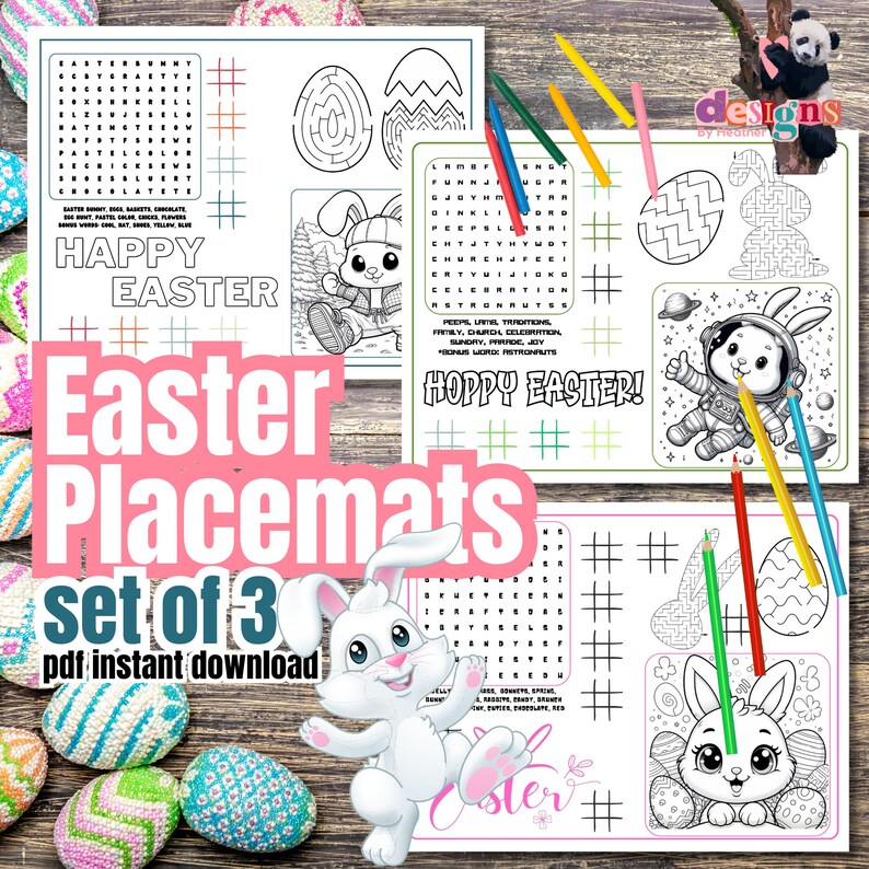 Easter Coloring Placemats, Kids Activity Sheets (digital Download) - Etsy