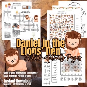 Daniel in the Lions' Den Children’s Printables, 8 Worksheets, Bible ...