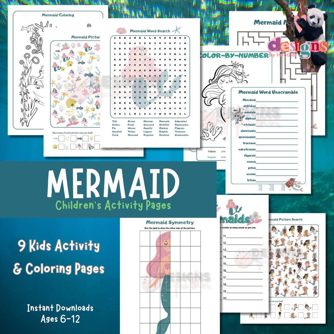 Mermaid Activity Pages, Underwater Mermaid Word Search, Picture Find ...
