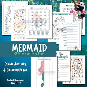 Mermaid Activity Pages, Underwater Mermaid Word Search, Picture Find ...