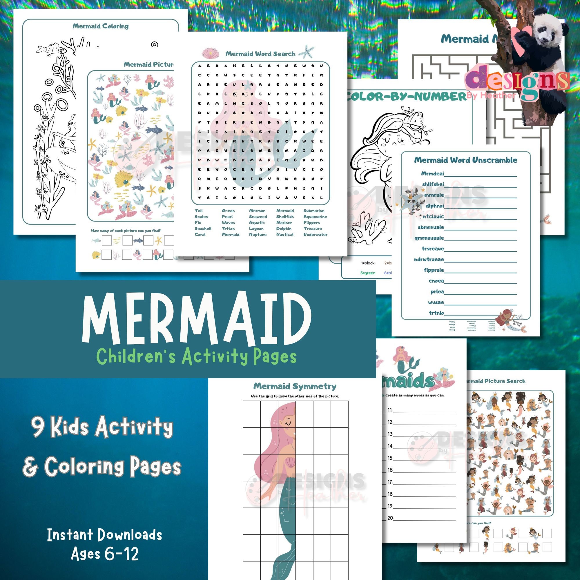 Mermaid Activity Pages, Underwater Mermaid Word Search, Picture Find ...