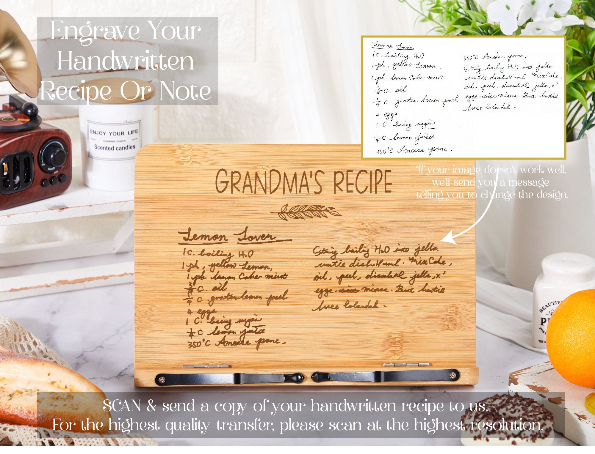 Cookbook Stand,handwritten Cookbook Holder,recipe Book Holder,home ...