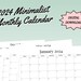 Printable 2024 Minimalist Monthly Calendar - Etsy