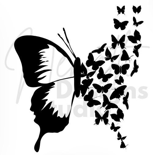 Butterfly SVG, Clip Art, Vector Image, SVG Half Butterfly, Black and ...