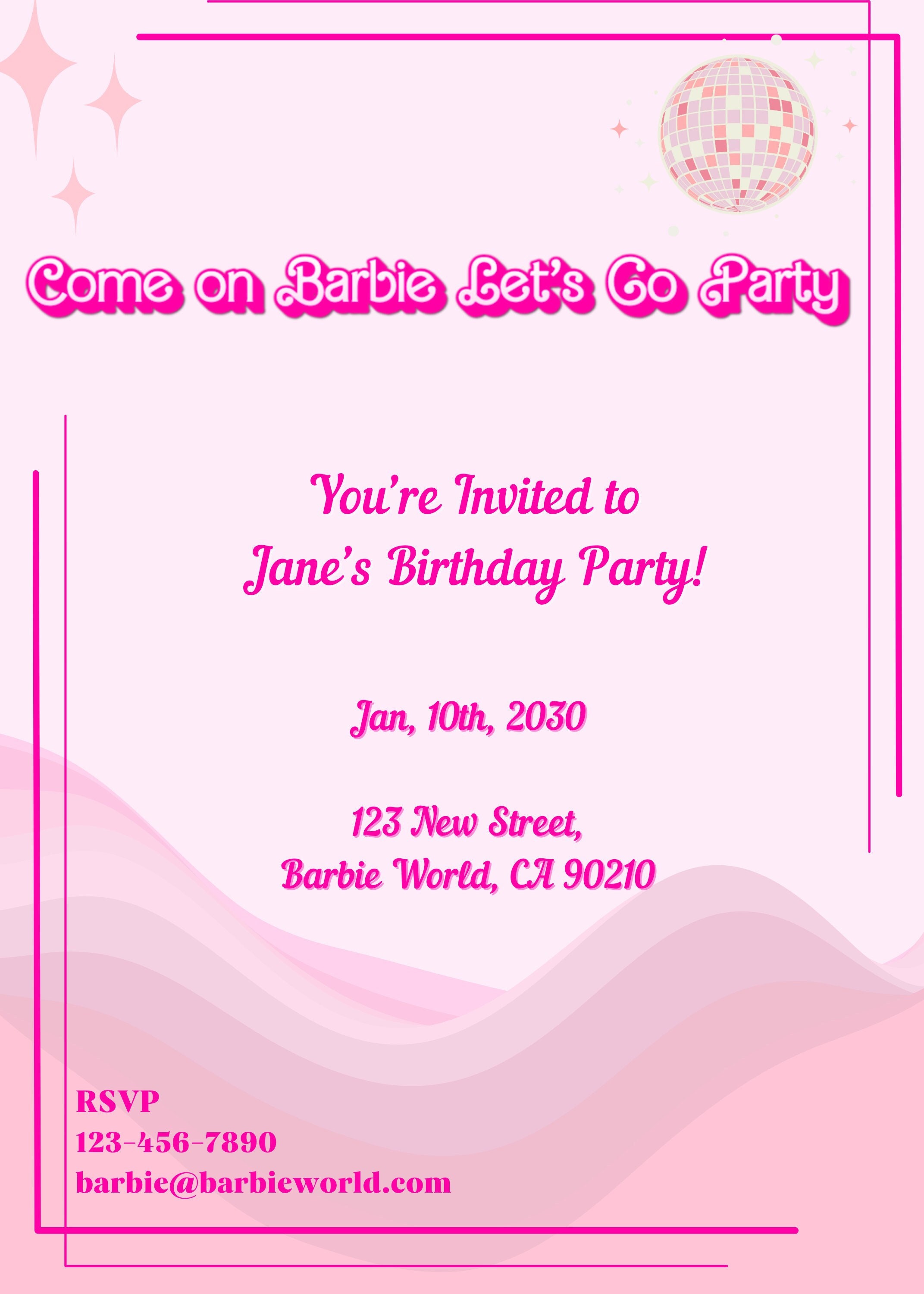 Barbie Birthday Invitation (editable) - Etsy