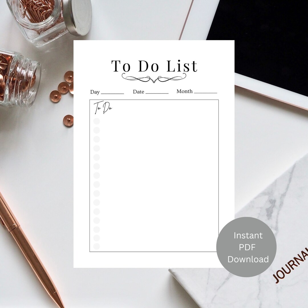 Printable to Do List, Basic Tasks, Minimal, Template, Productivity ...