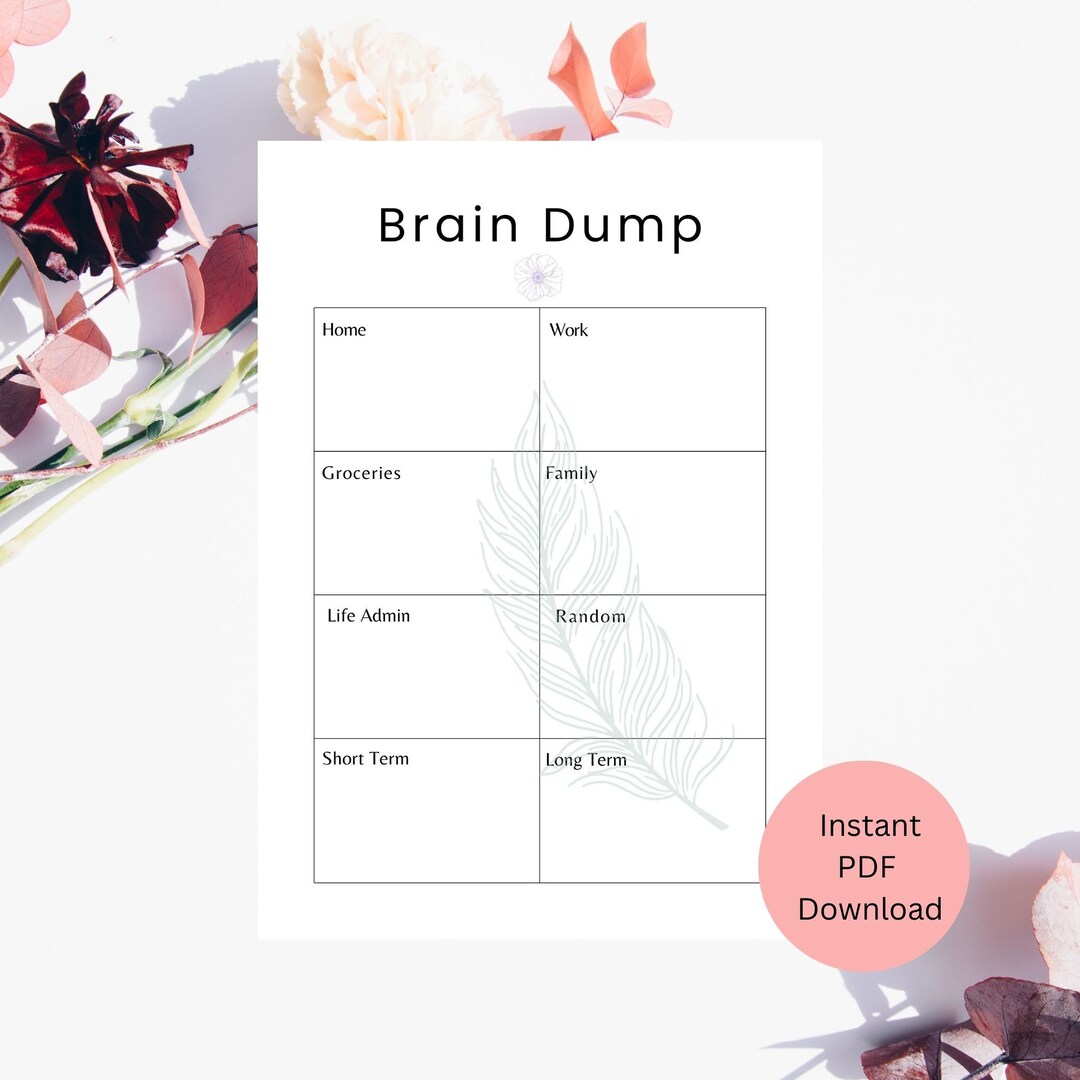Printable Brain Dump Template, to Do List, Pastel, Collect, Organise ...