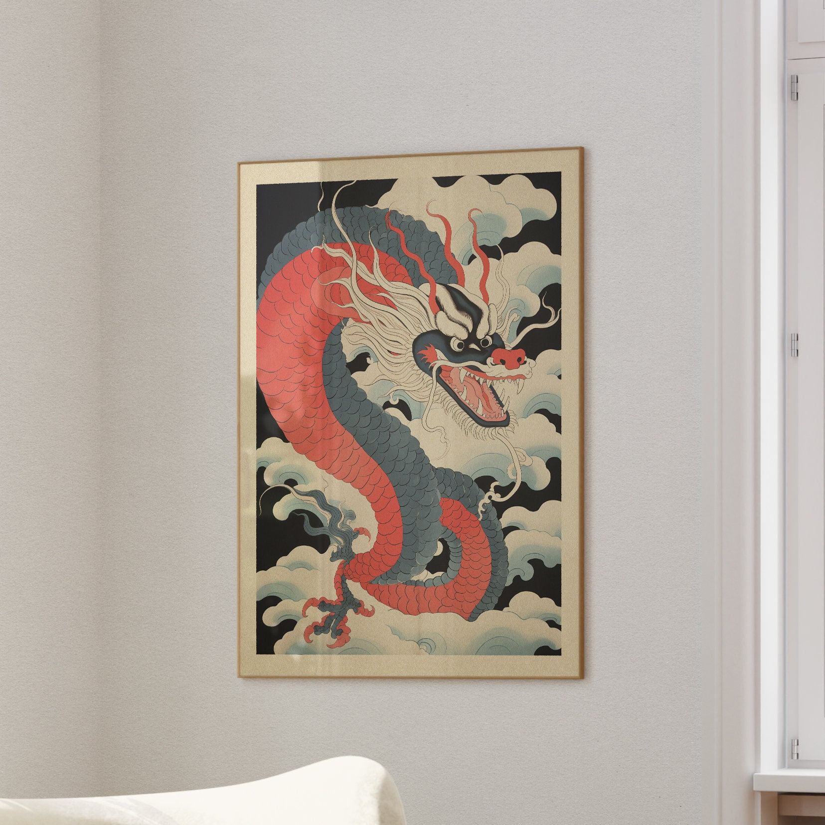 Japanese Dragon Print | Ukiyo-e Illustration | Vintage Style Wall Art ...