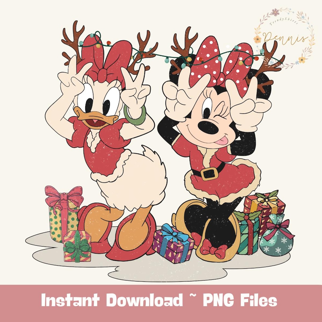 Retro Minnie and Daisy Christmas Png, Disney Besties Xmas Png, Minnie ...