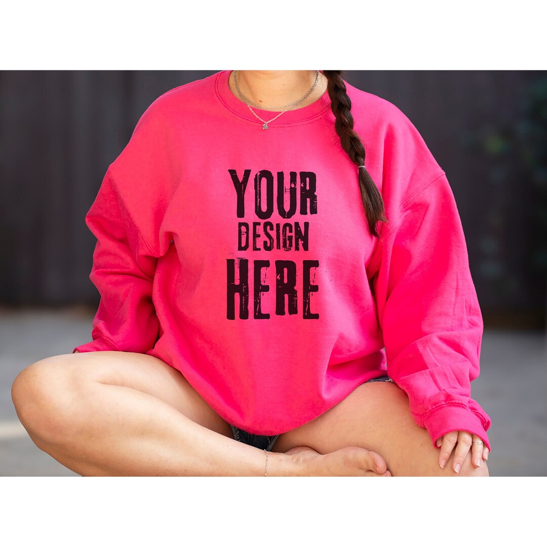 Gildan 18000, Heliconia, Valentines Day Mockup, Crewneck Sweatshirt ...