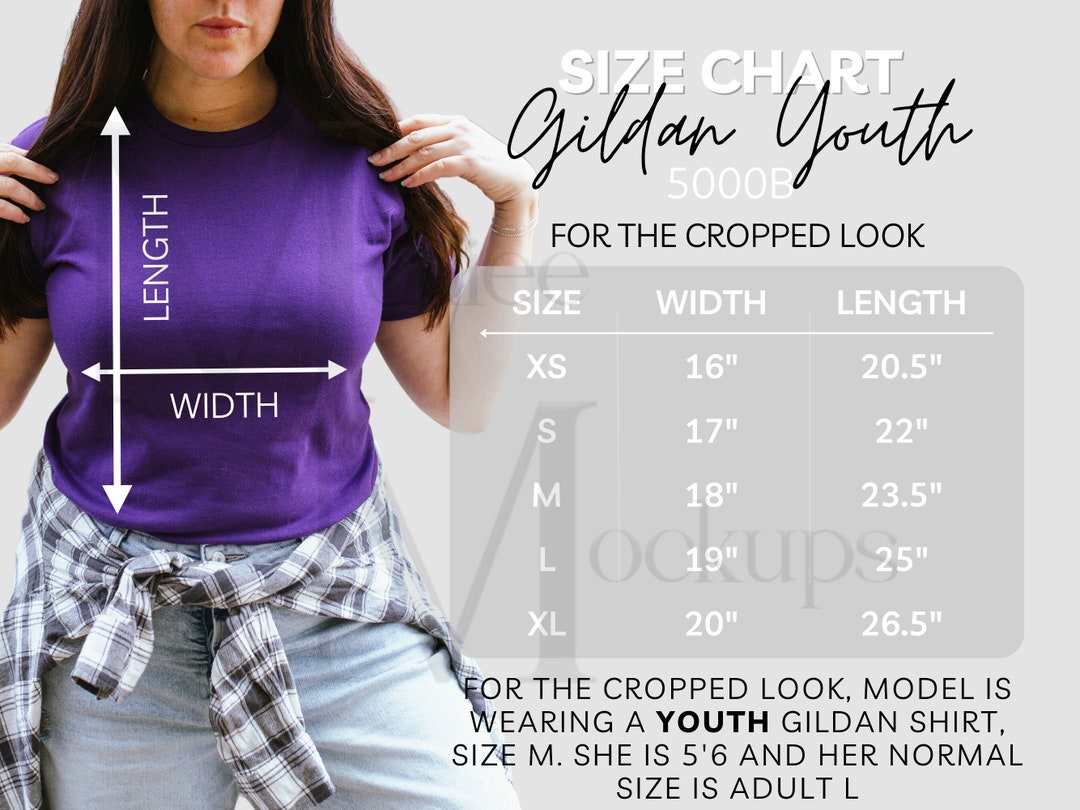 Gildan 5000B Size Chart, G5000B Instant Download, Crop Top, Baby Tee ...
