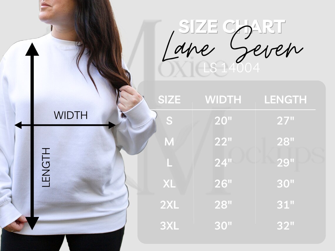 Lane Seven Size Chart, LS14004, Women's Sizing, Instant Download, White ...