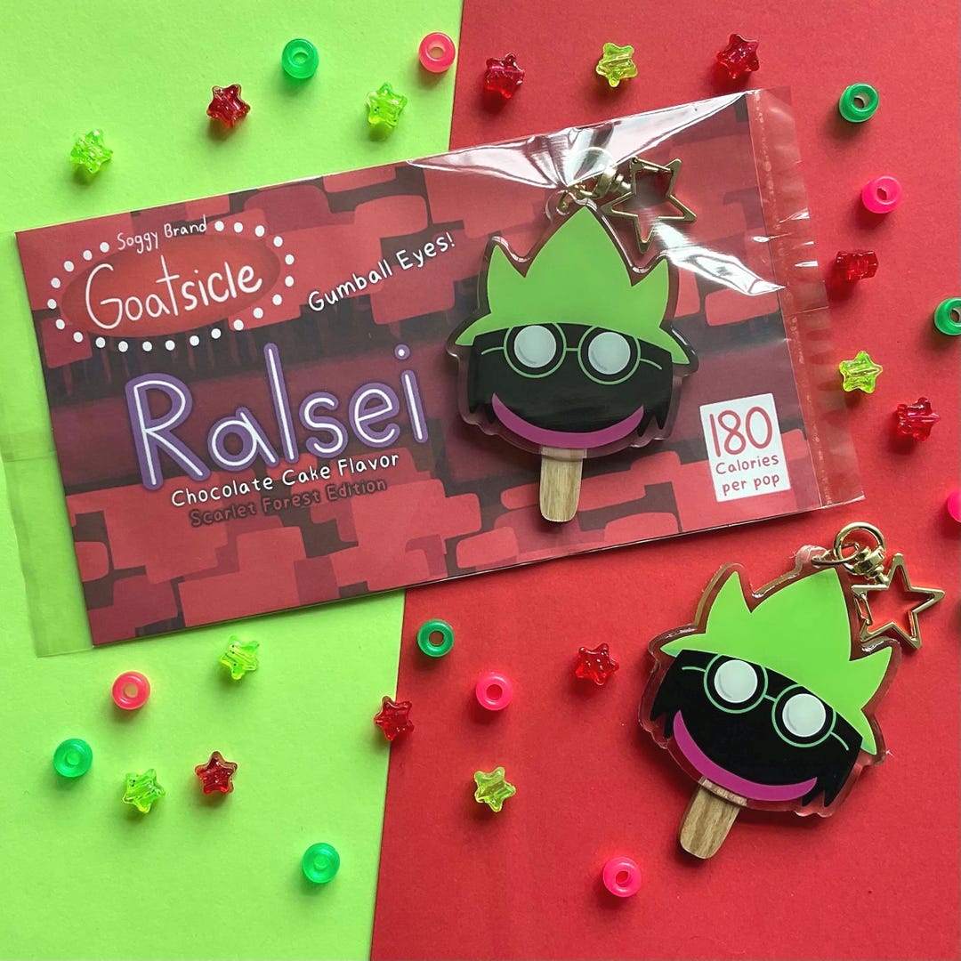 Ralsei With Hat Deltarune 2.5” Popsicle Acrylic Keychain With Wooden ...