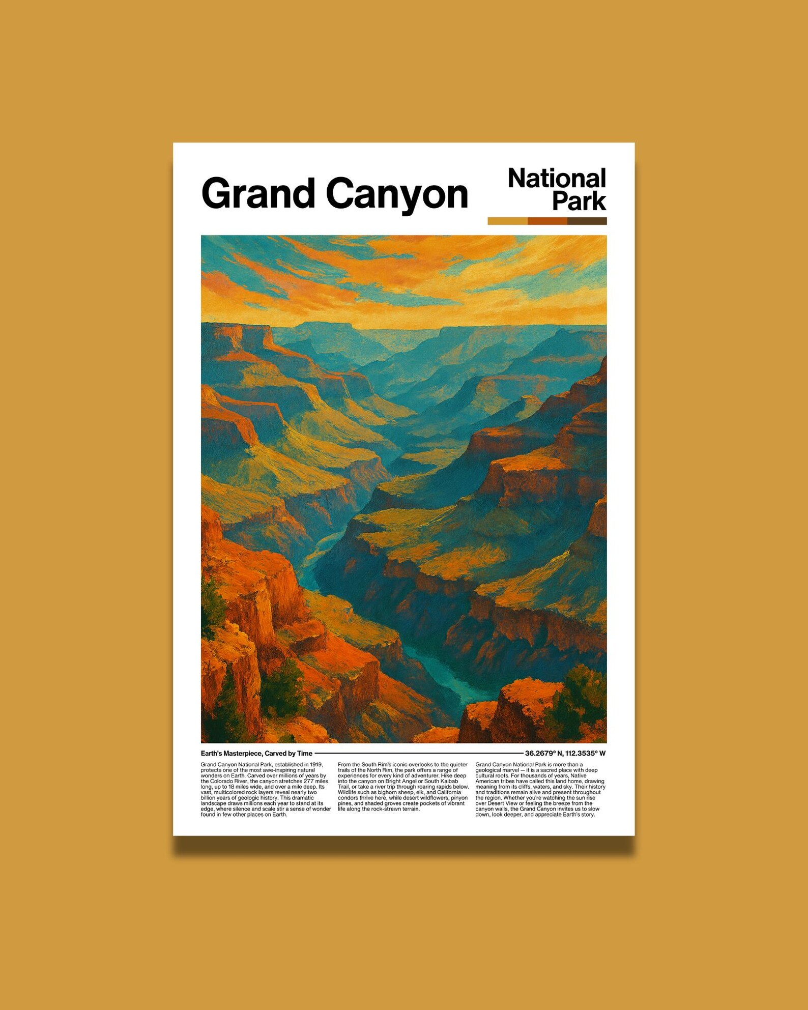 Grand Canyon National Park Poster Digital Design - Vintage Travel ...