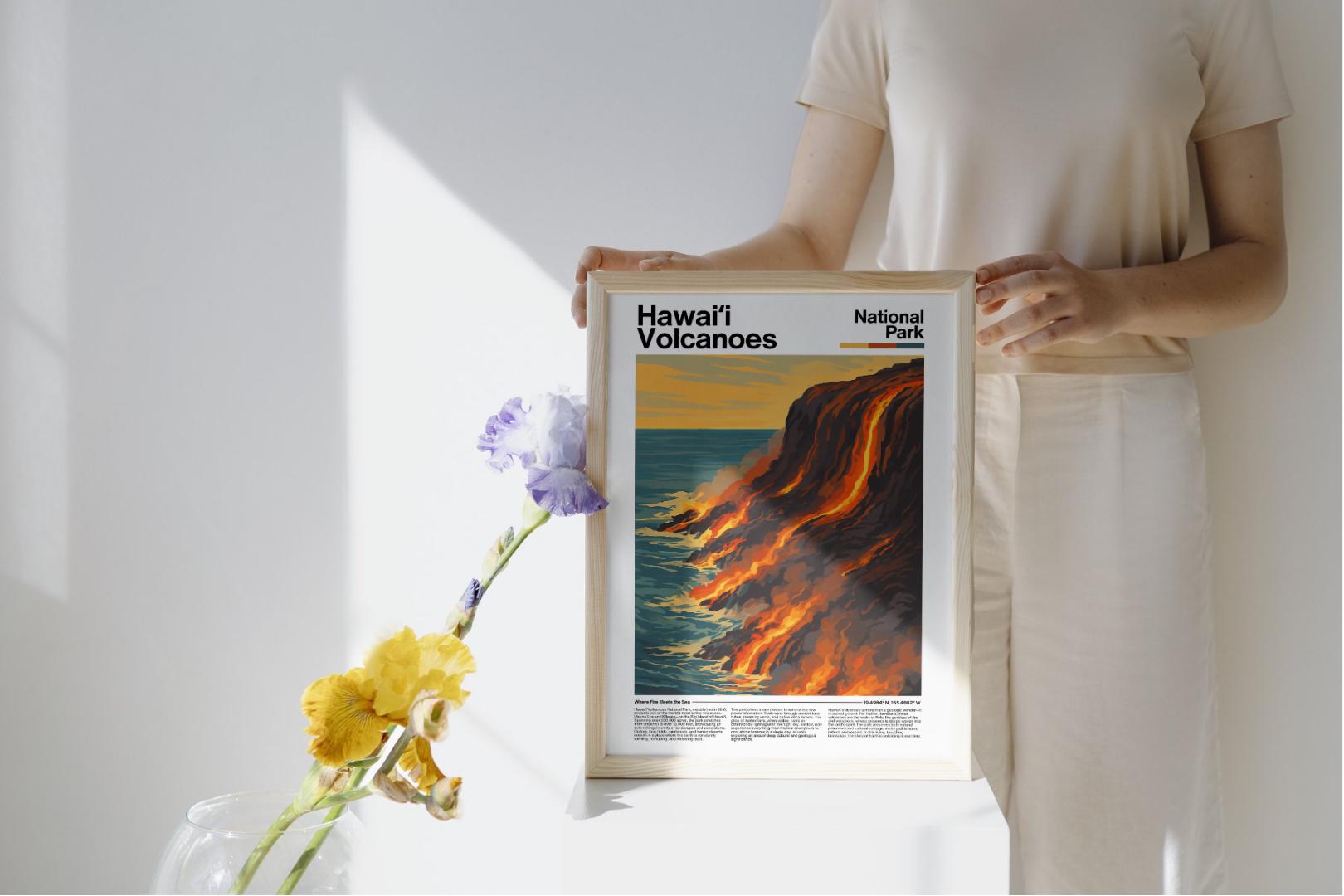 Hawaiʻi Volcanoes National Park Poster Digital Design - Vintage Travel ...