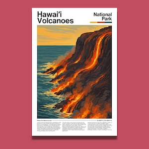 Hawaiʻi Volcanoes National Park Poster Digital Design - Vintage Travel Poster - Hawaii Home ...