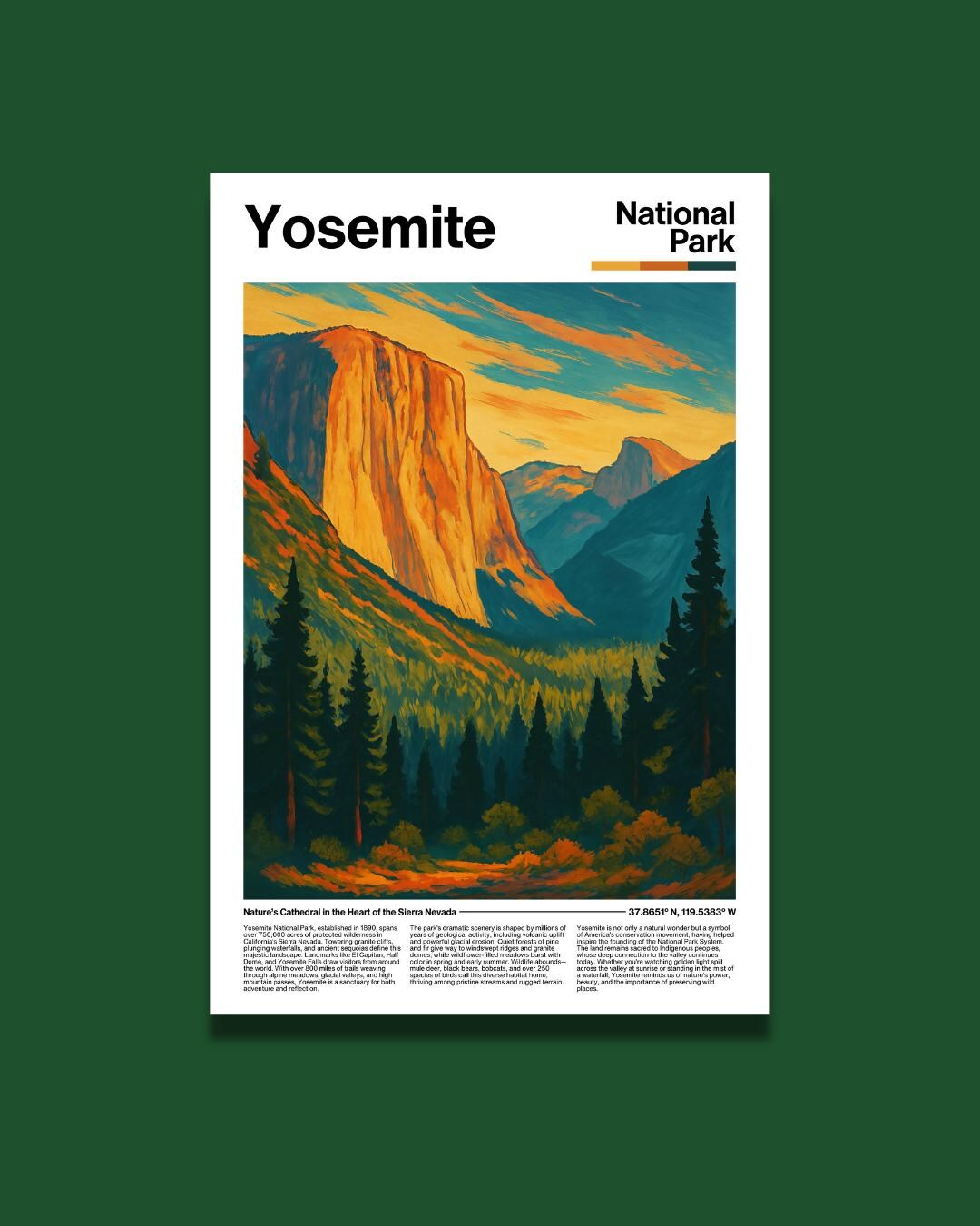 Yosemite National Park Poster Digital Design - Vintage Travel Poster ...