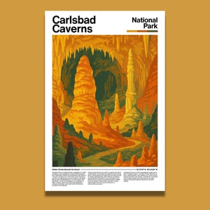 Carlsbad Caverns National Park Poster Digital Design - Vintage Travel ...