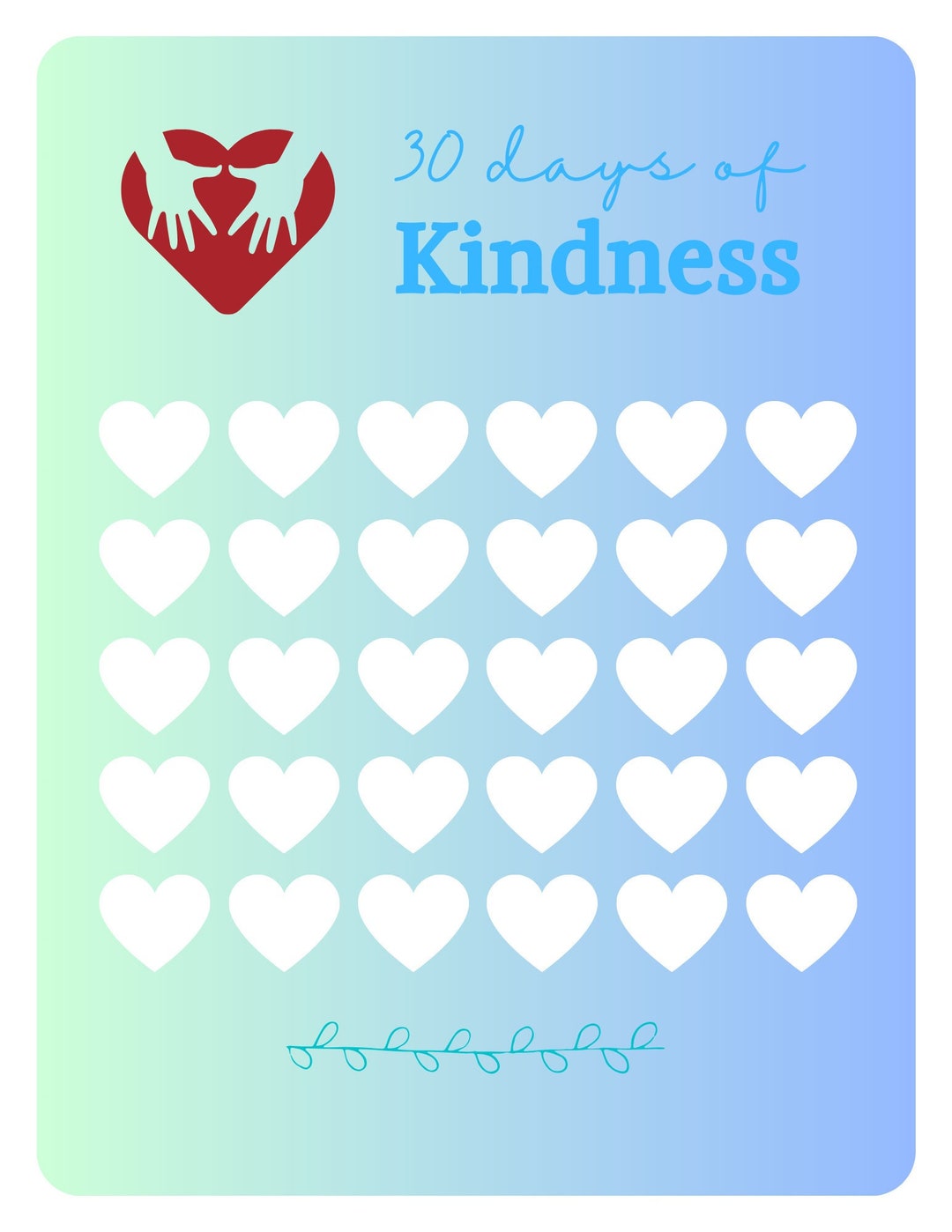 Digital Print 30 Days of Kindness - Etsy
