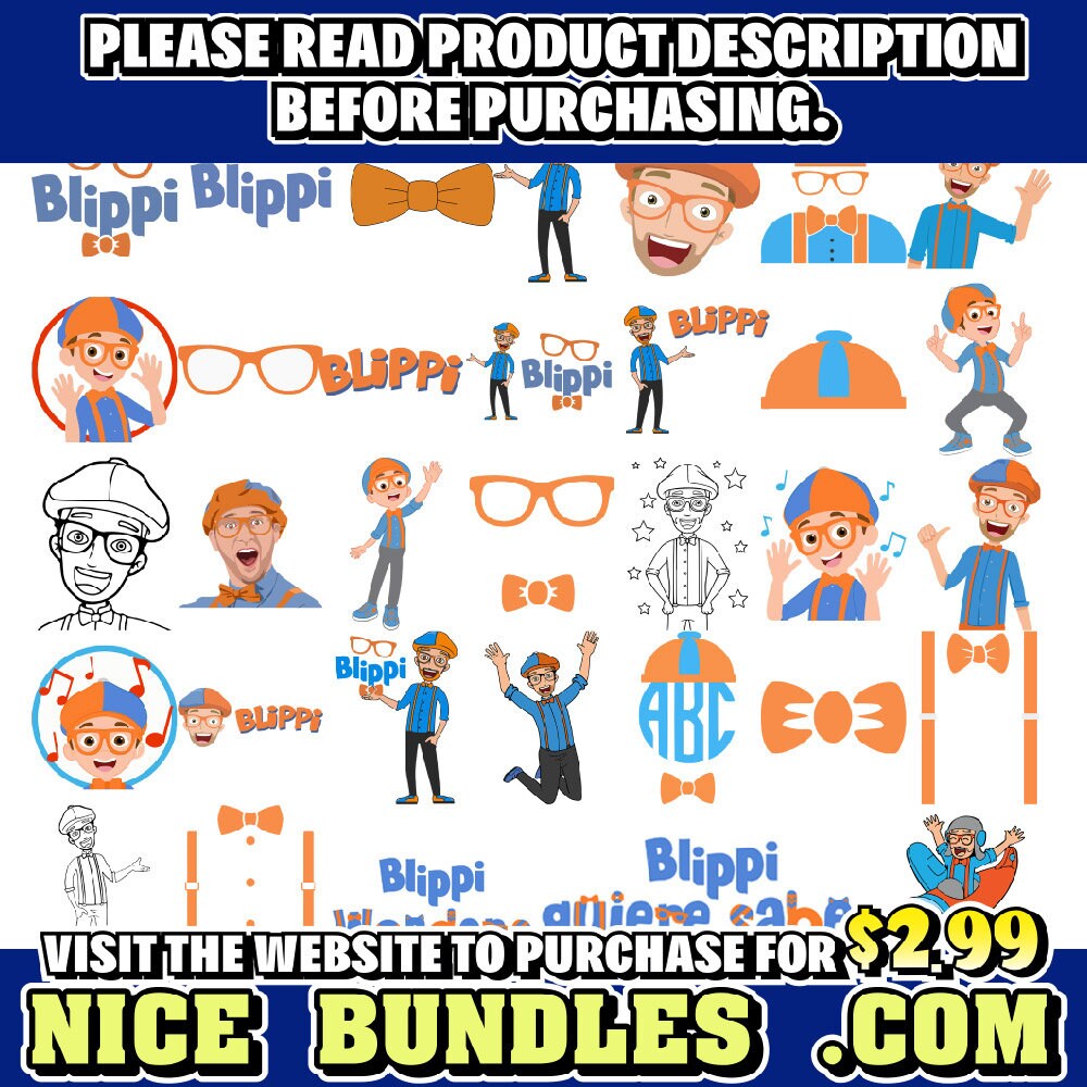 Blippi SVG Bundle, Happy Birthday Blippi Svg, Blippi Sublimation Design ...
