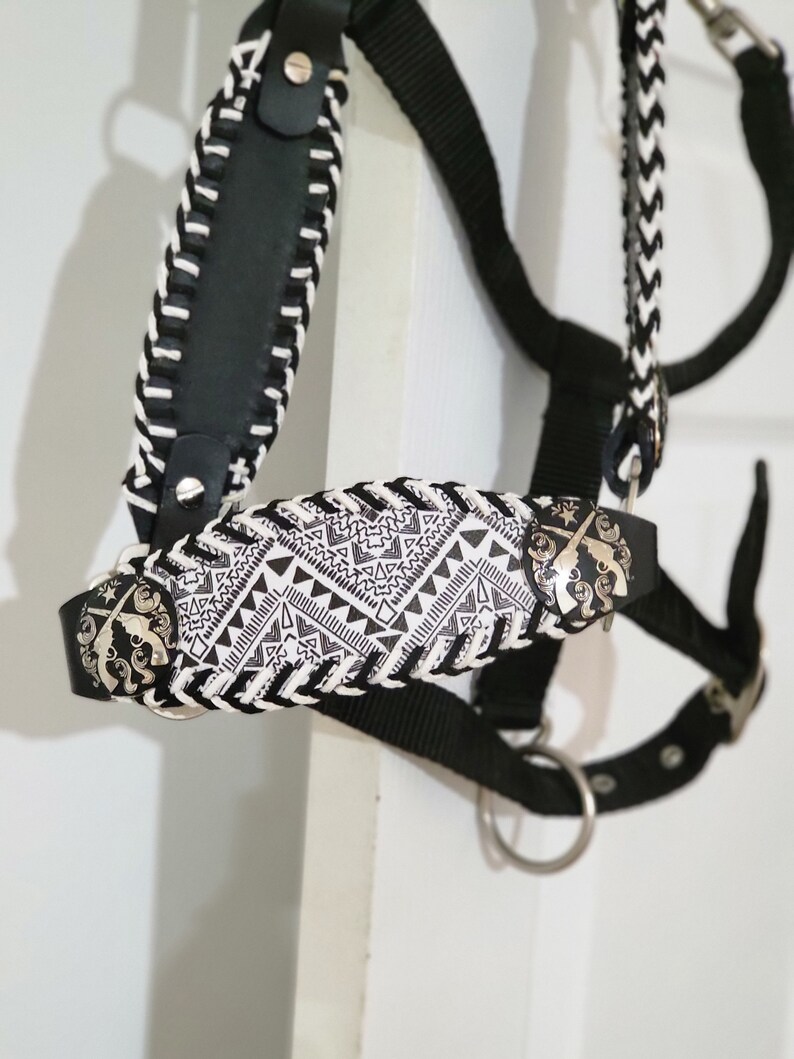 Hybrid Bronc Halter, Leather & Nylon Bronc Halter, Buckstitch, Hand ...