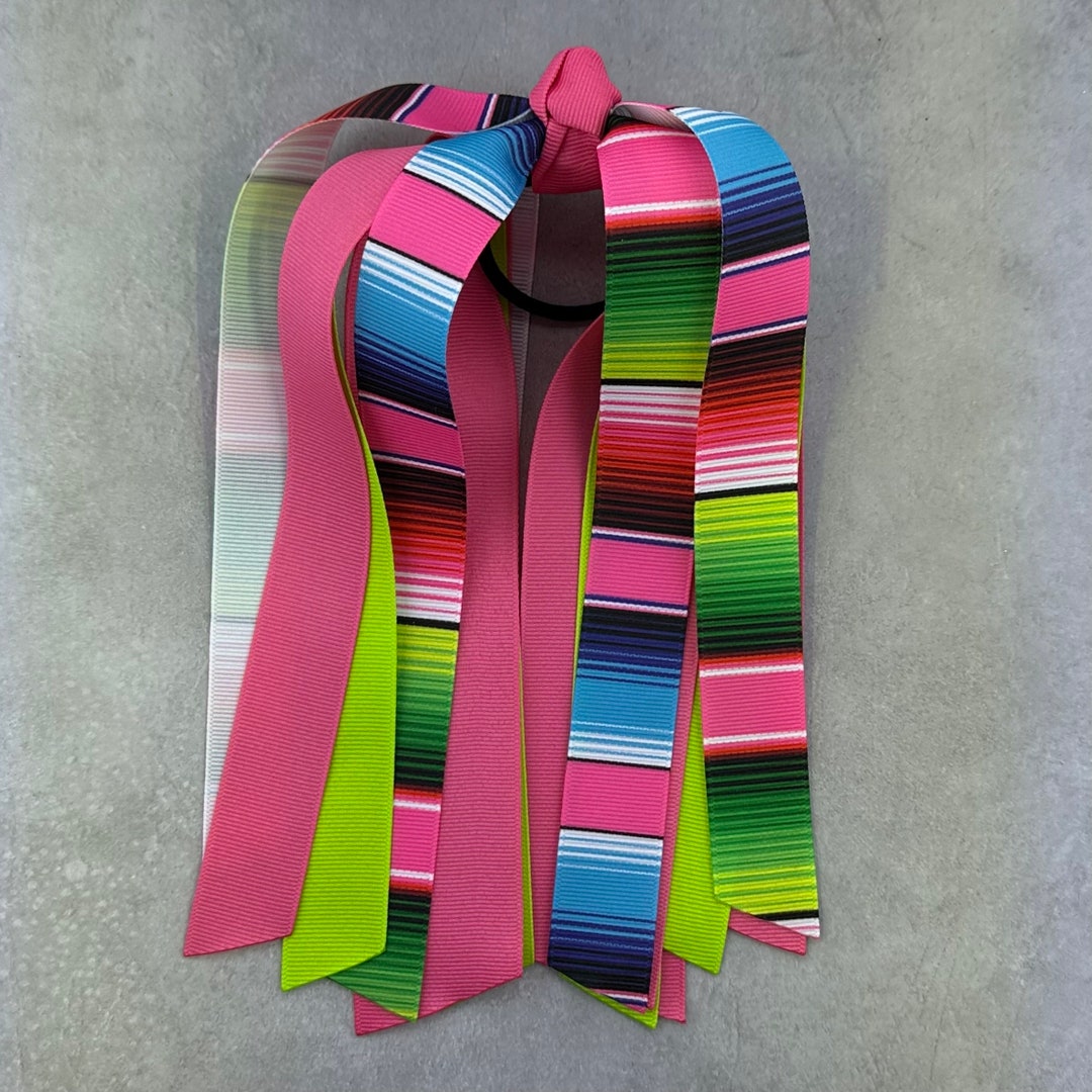Hot Pink and Lime Streamer, Hair Ribbons, Ribbon Hair Tie - Sample Sale ...