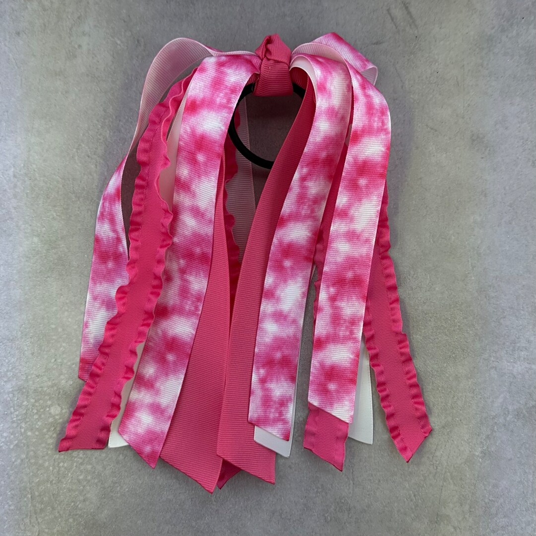 Hot Pink and White Streamer, Hair Ribbons, Ribbon Hair Tie - Sample ...