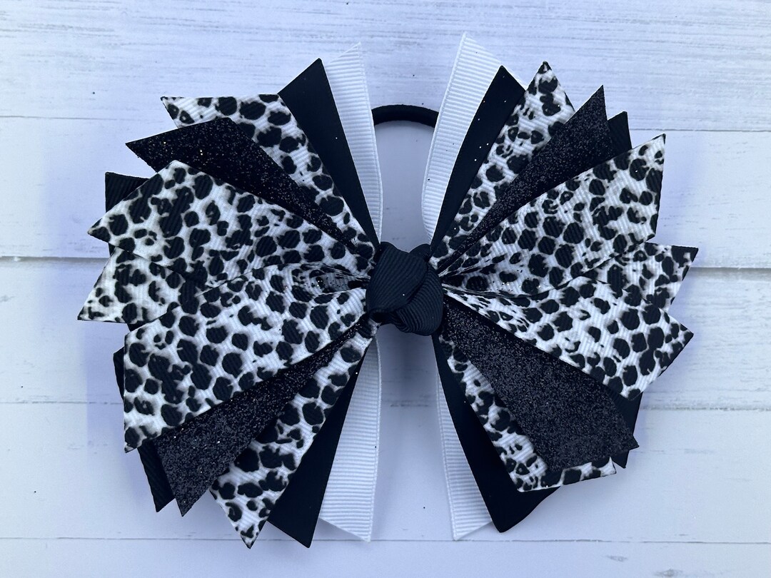 Black and White Snakeskin Hair Bow, Hair Ribbons, Ribbon Hair Tie ...