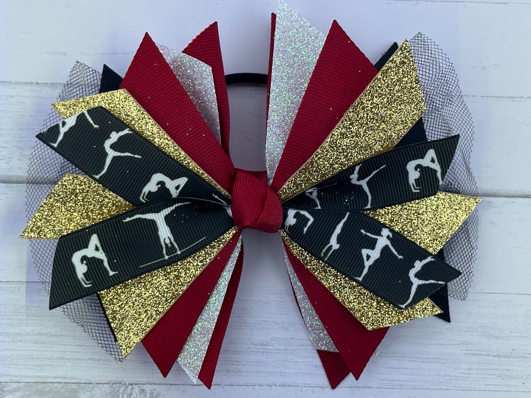 Gymnastics Bow, Crimson and Gold - Sample Sale, One Available, Deep ...