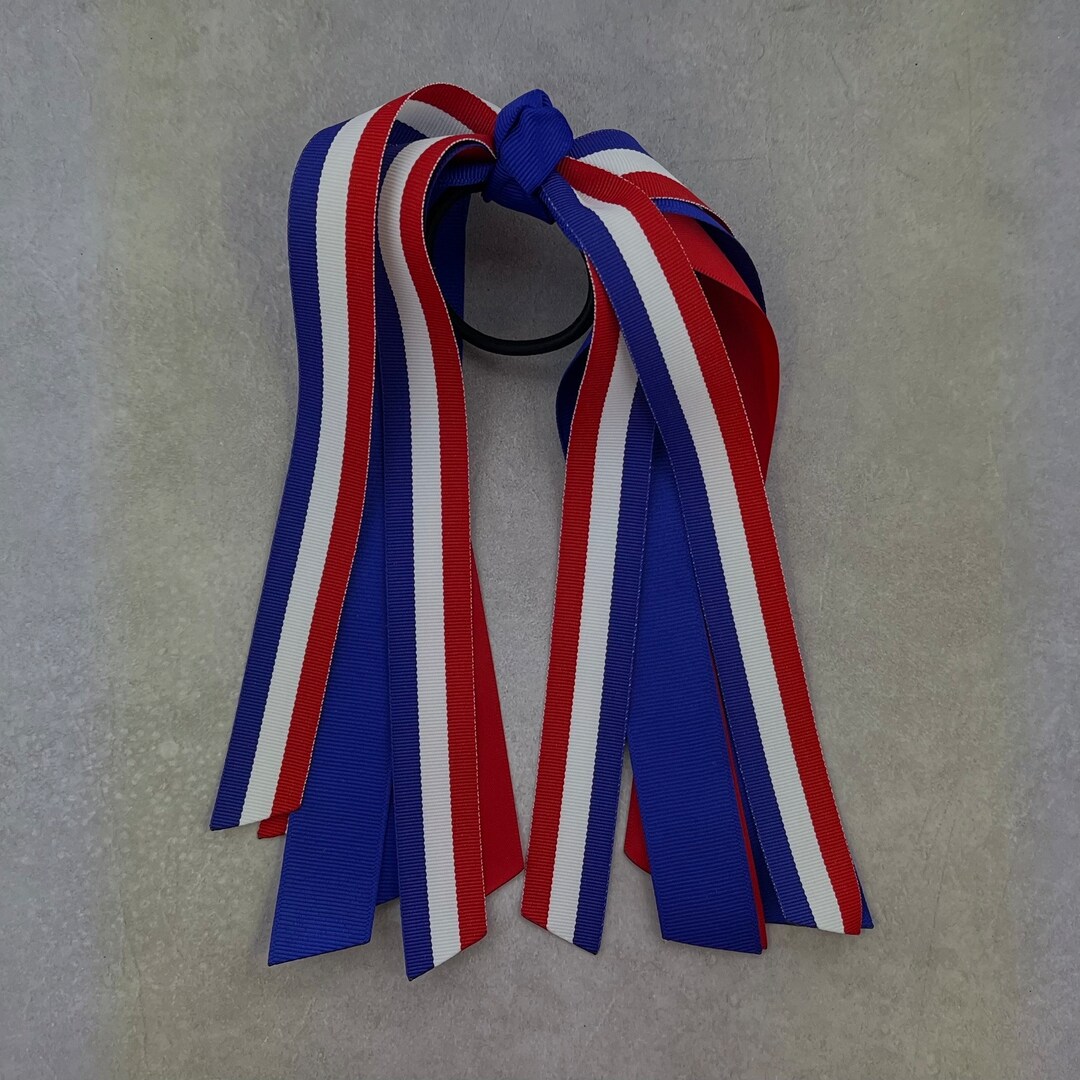 Red, White, and Royal Streamer, Hair Ribbons, Ribbon Hair Tie Sample ...