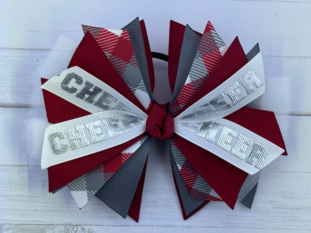 Cheer Bow, Crimson and Gray - Sample Sale, One Available, Deep Discount ...