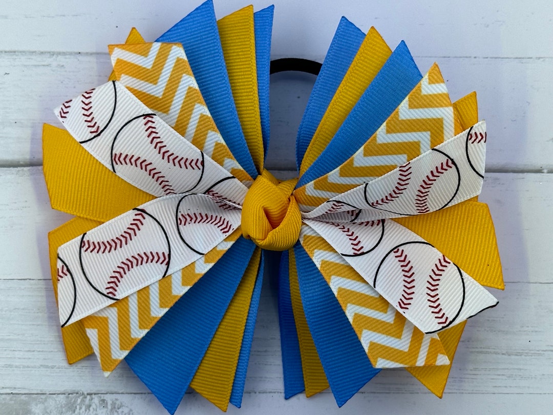 Baseball Bow, Copen Blue and Yellow-gold - Sample Sale, One Available ...