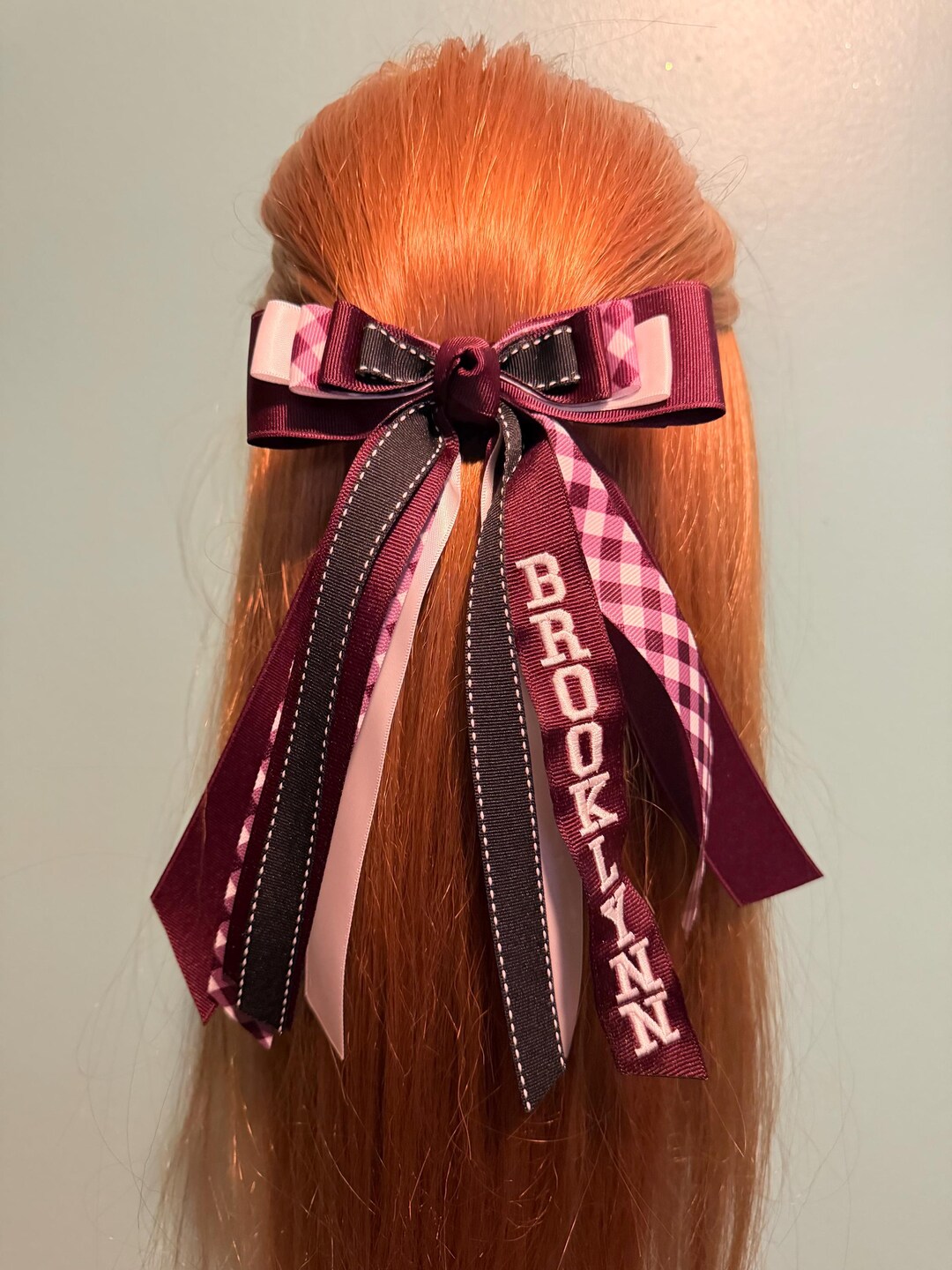 Custom Long Tail Hair Bow, Embroidered Ribbons, Personalized Ribbon ...