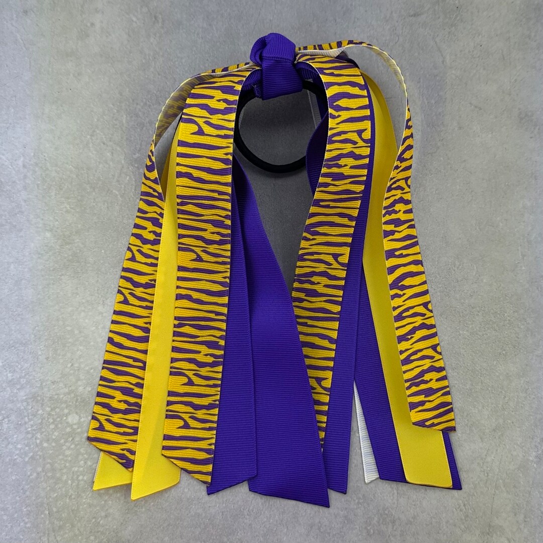 Purple and Yellow-gold Streamer, Hair Ribbons, Ribbon Hair Tie - Sample ...