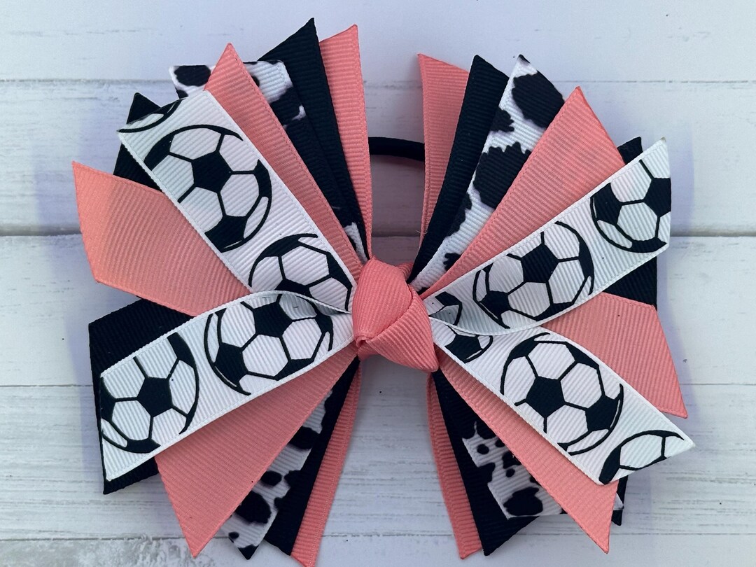 Soccer Bow - Coral, Black, and White - Sample Sale, One Available ...