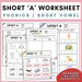 Phonics Worksheet Short A Cut & Paste, Matching and Spelling Activities ...