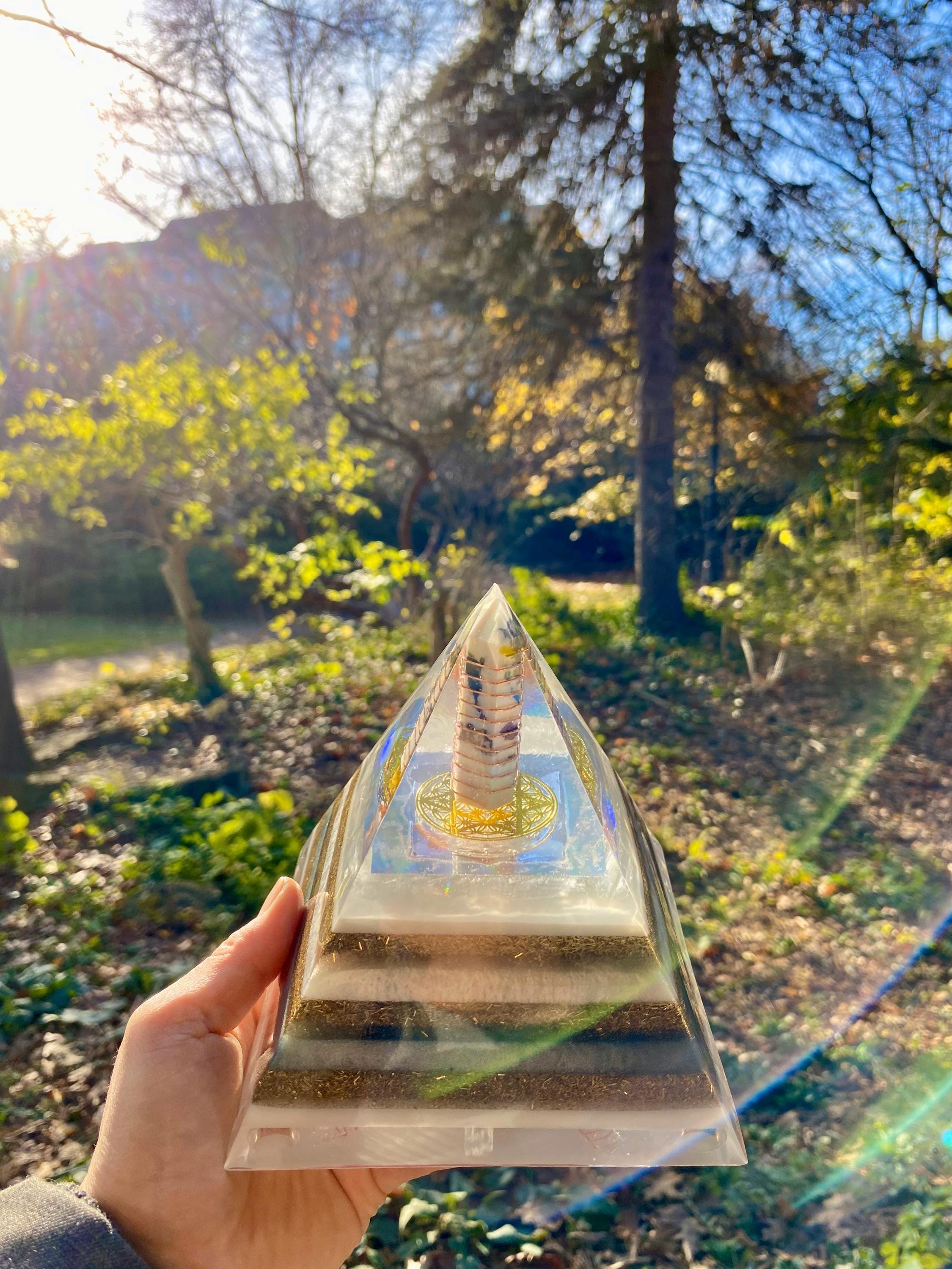 Large Orgonite Pyramid for Energy Harmonizer With Zebra Agate Crystal ...