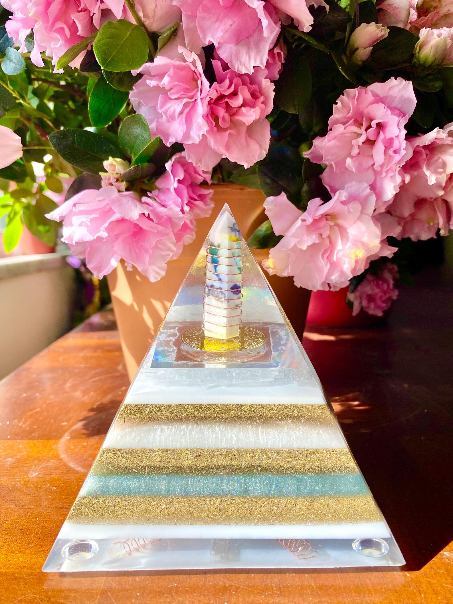 Large Orgonite Pyramid for Energy Harmonizer With Zebra Agate | Crystal ...
