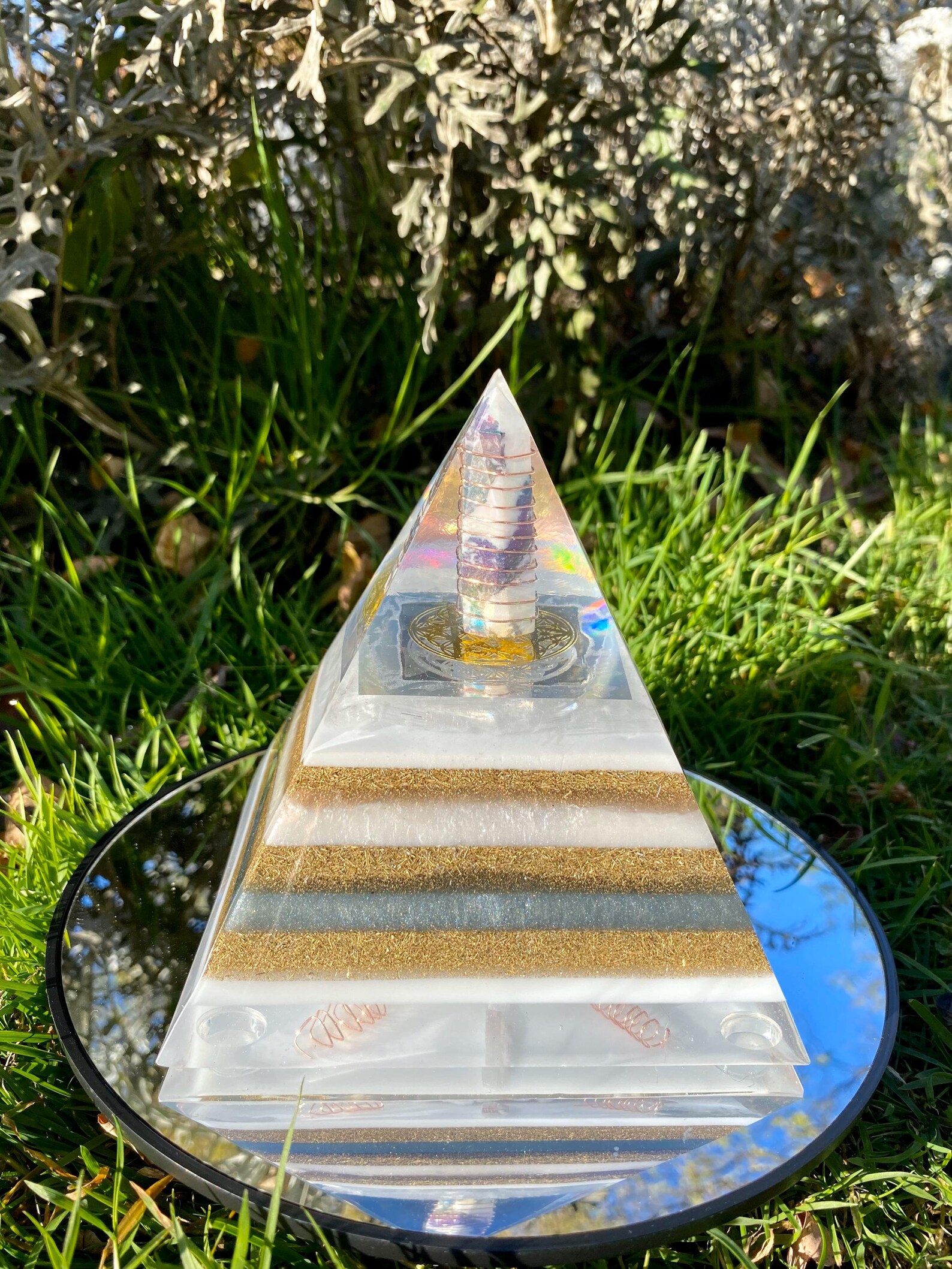 Large Orgonite Pyramid for Energy Harmonizer With Zebra Agate | Crystal ...