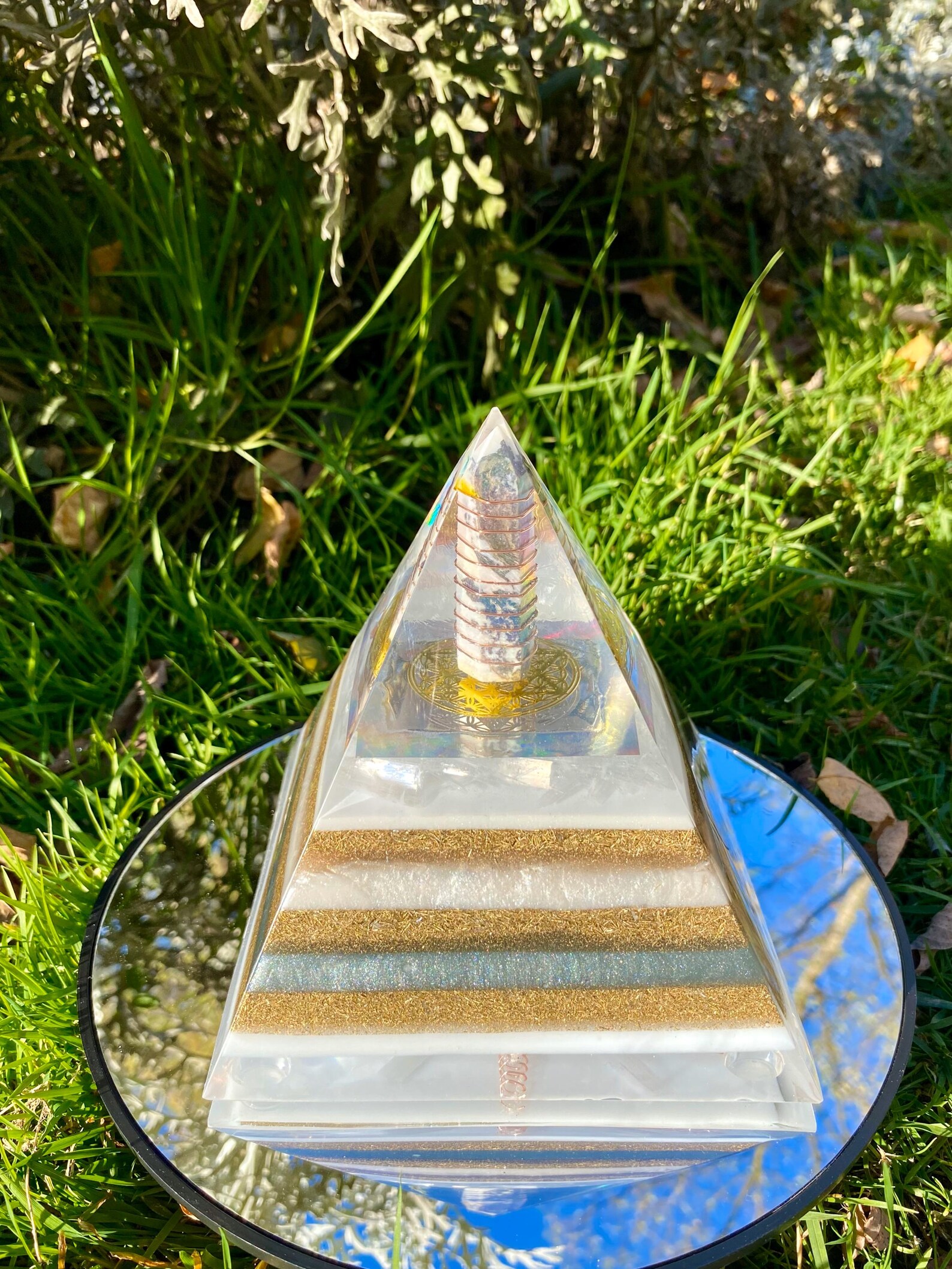 Large Orgonite Pyramid for Energy Harmonizer With Zebra Agate Crystal ...
