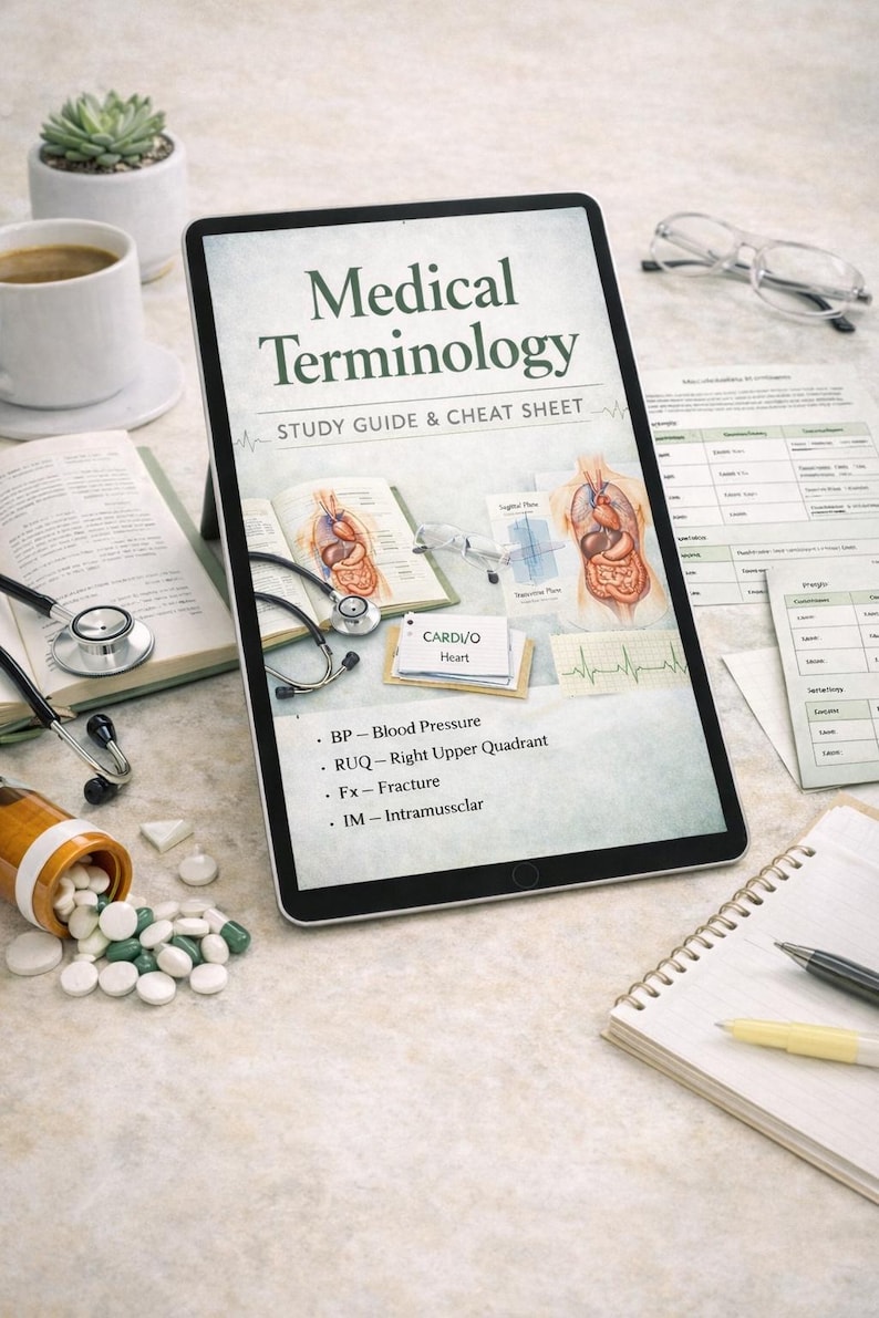Medical Terminology & All Body Systems Study Guide Cheat Sheet ...