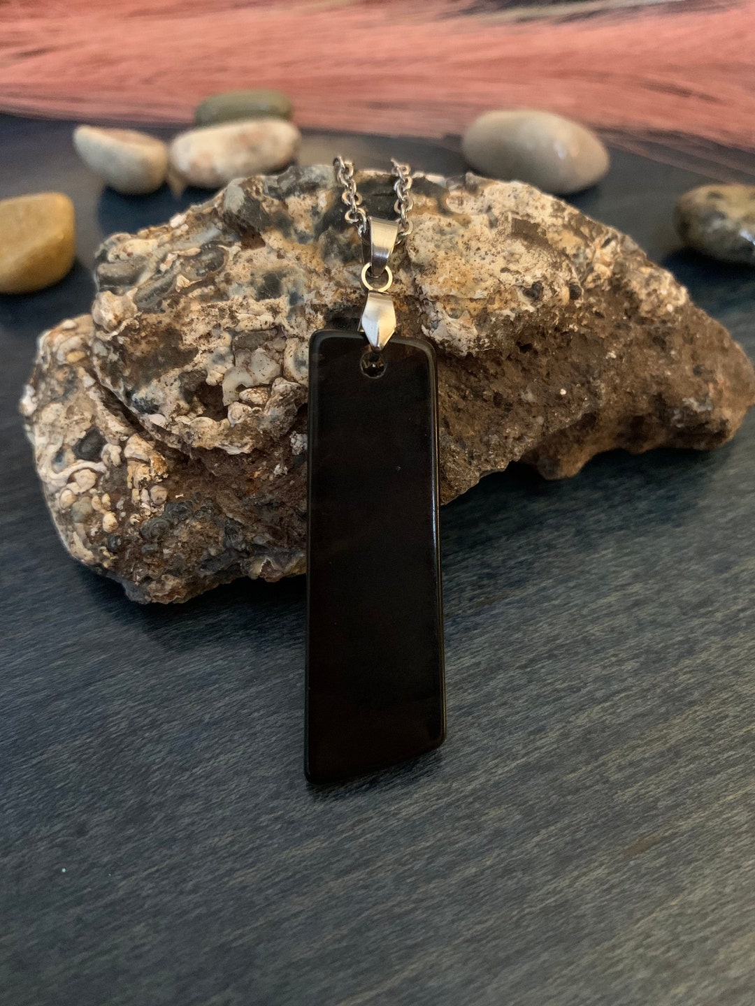 Banded Obsidian Pendant Necklace - Etsy
