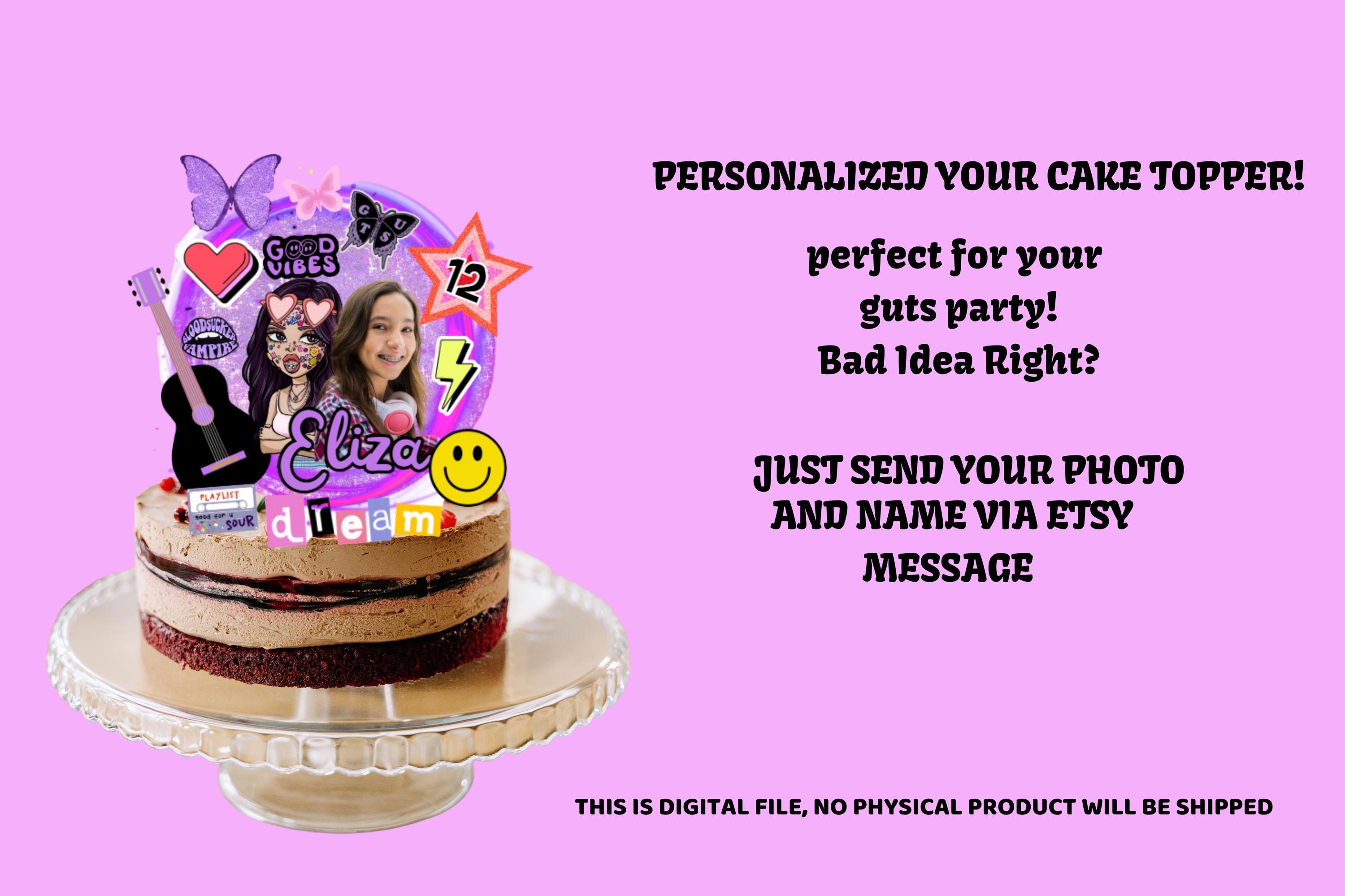 Olivia Rodrigo Cake Topper, Bad Idea Right Inspired Theme Party,digital ...