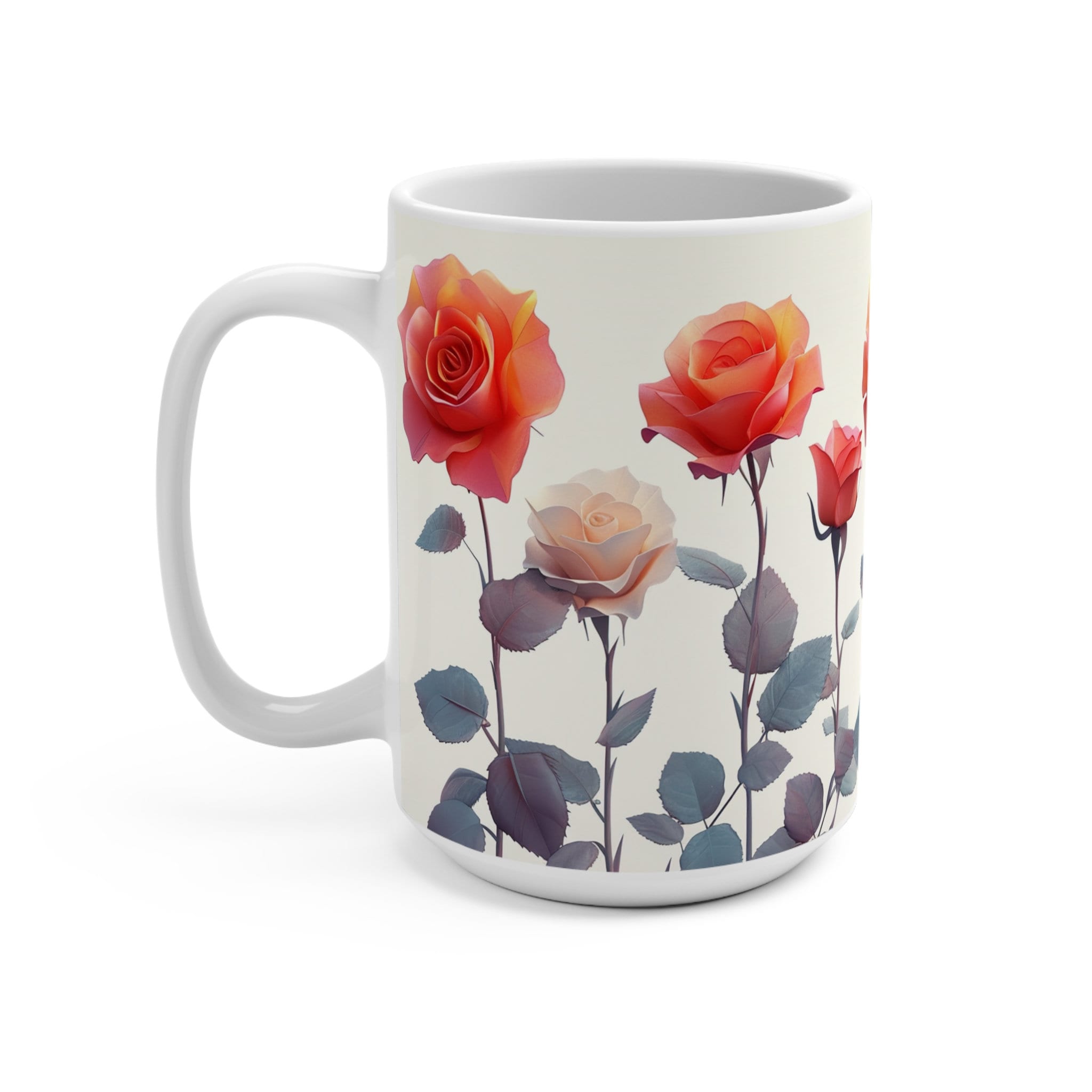 Rose Mug 15oz - Rose Design - Flower Mug - Floral Mug - Cottagecore ...