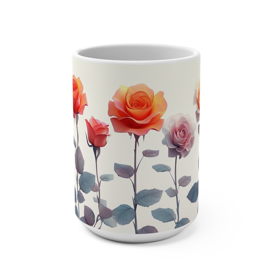Rose Mug 15oz - Rose Design - Flower Mug - Floral Mug - Cottagecore ...