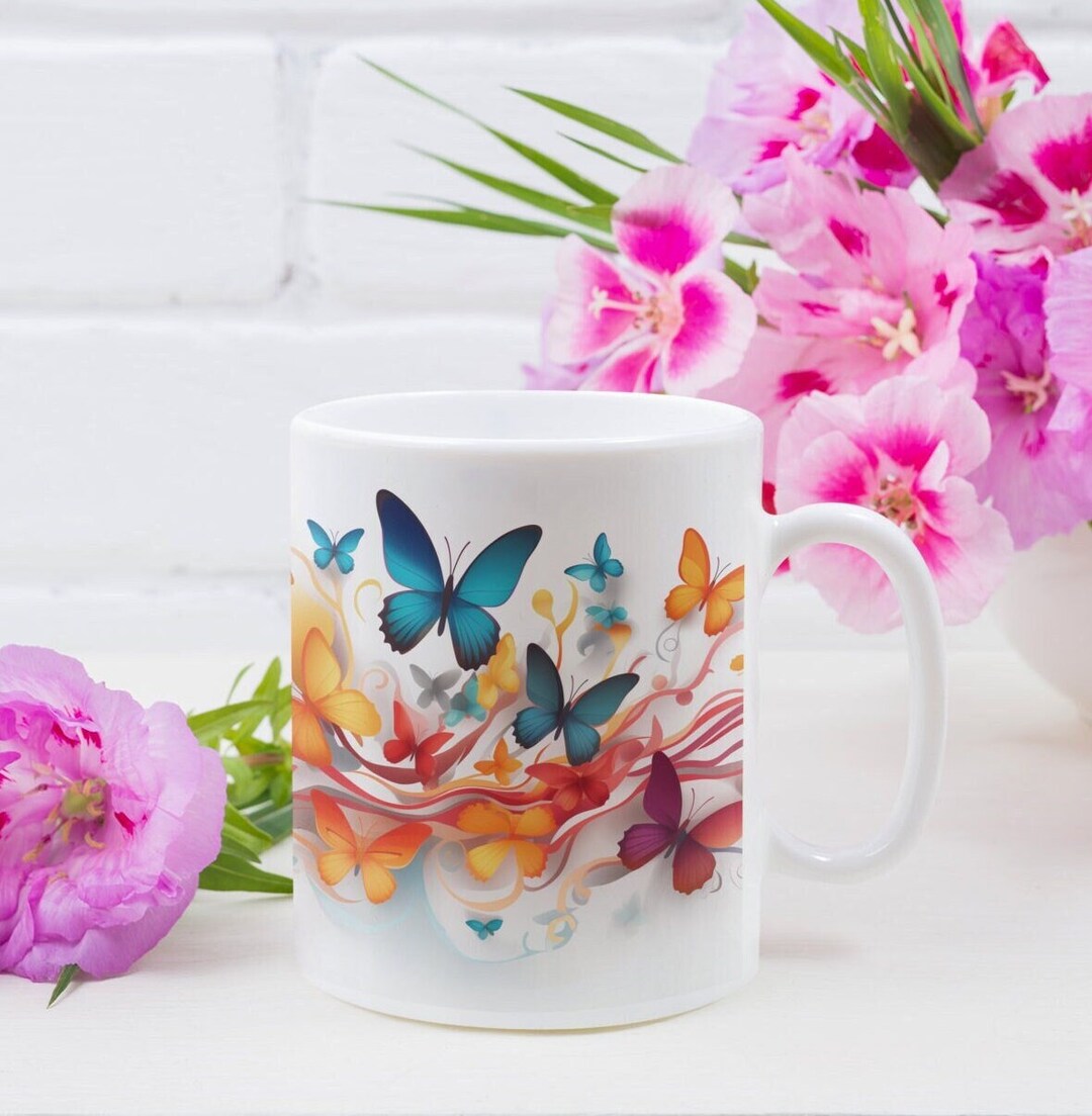 Colorful Butterfly Mug 11oz Beautiful Butterflies Colorful Butterfly ...