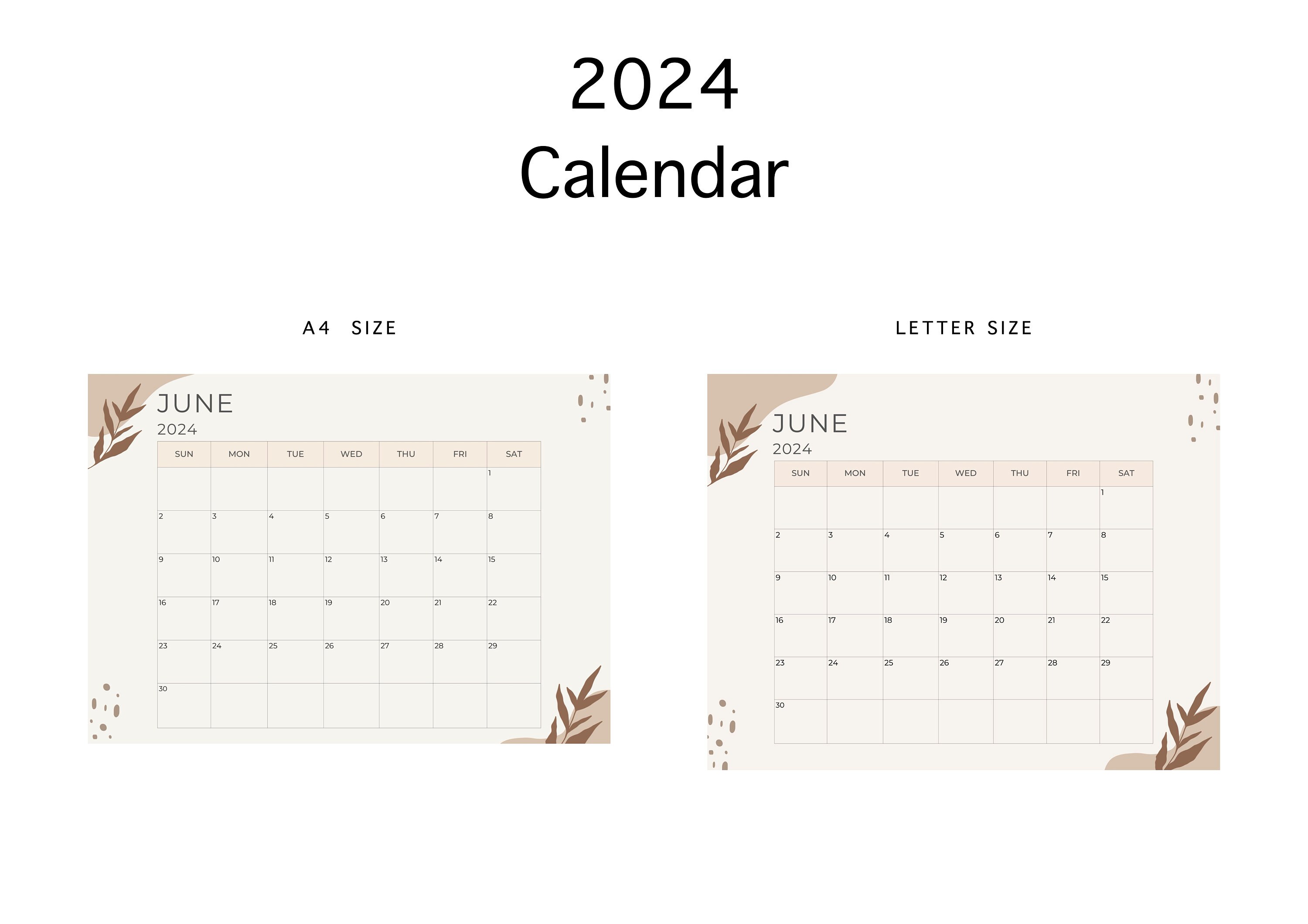 Boho Chic 2024 Calendar, Printable A4 & Letter Monthly Planner, Earthy ...
