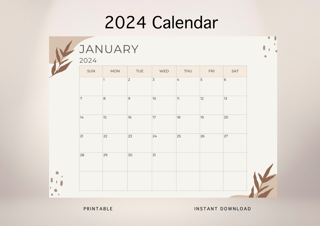 Boho Chic 2024 Calendar, Printable A4 & Letter Monthly Planner, Earthy ...