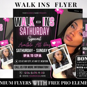 Walk Ins Flyer, Walk in Welcome Flyer Walk in Wednesday, Hair Booking ...