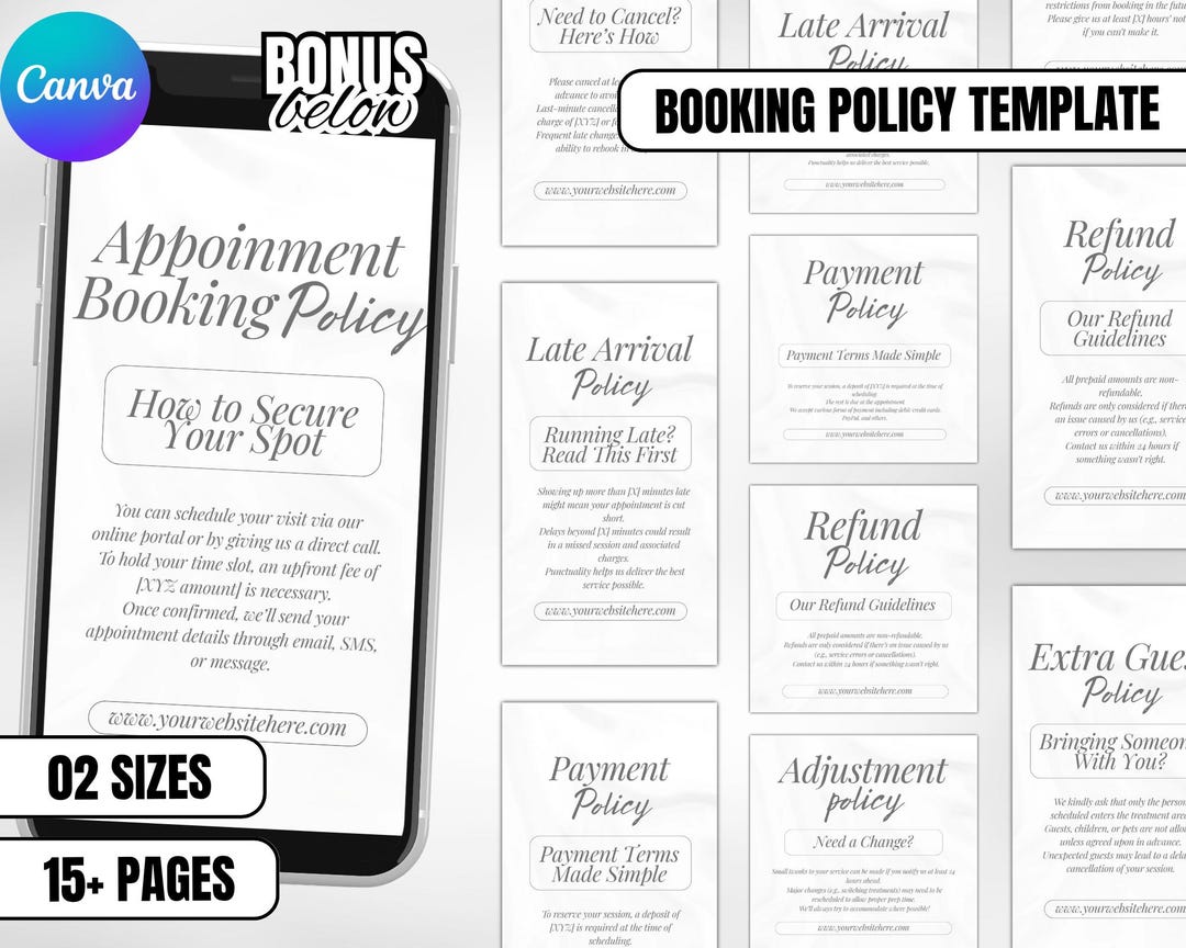 Editable Booking Policy Templates: Lash, Nail, Hair - Canva (PDF ...
